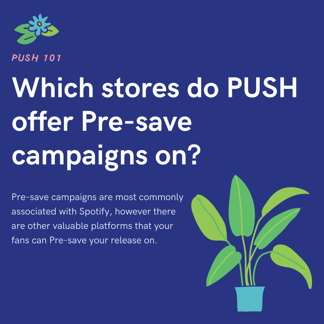 Which stores do PUSH offer Pre-save campaigns on? - PUSH.fm