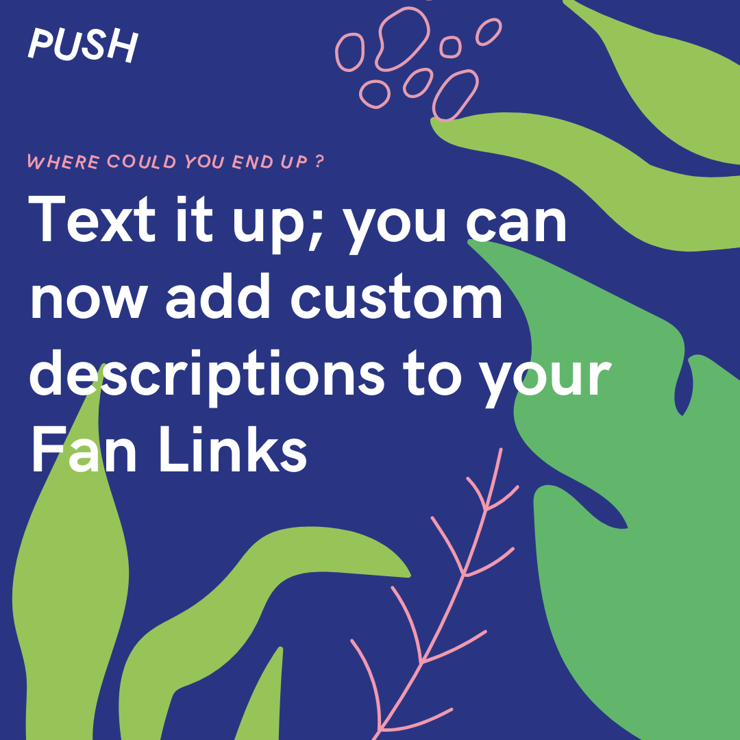 Text it up; you can now add custom descriptions to your Fan Links - PUSH.fm