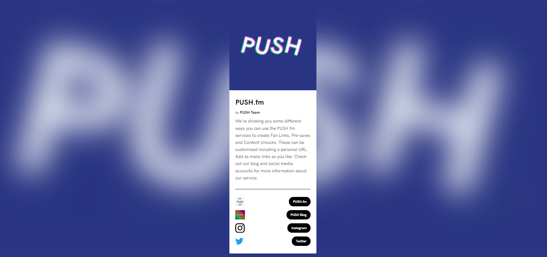 Different ways you can customise your free Fan Links with PUSH - PUSH.fm