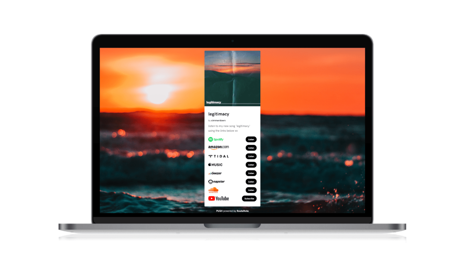 Fan Link examples - digital housing system for your music store links - PUSH.fm