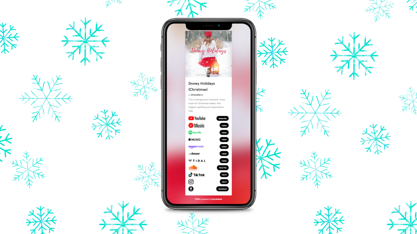 Christmas campaigns - landing pages created for the holidays - PUSH.fm