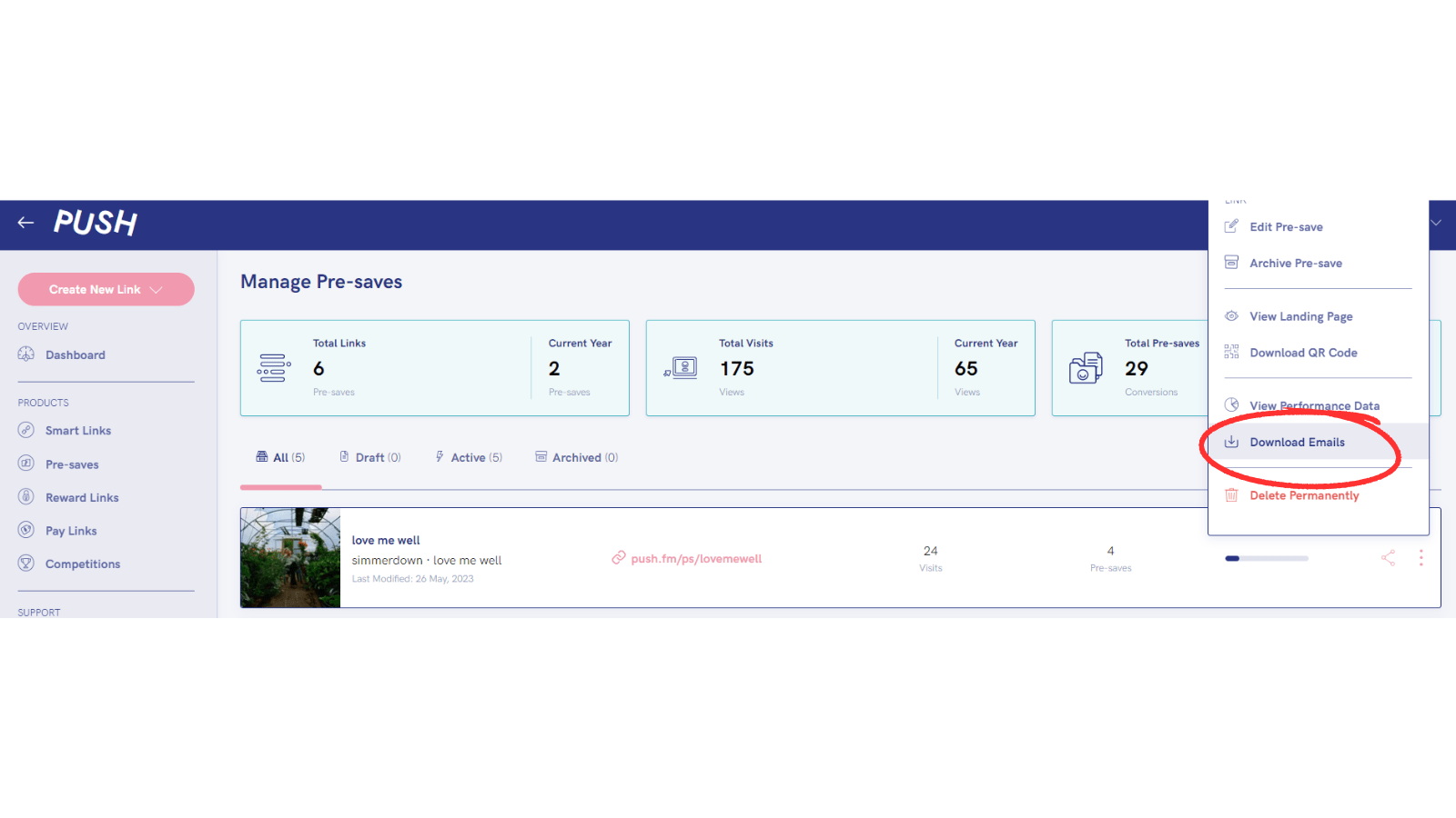 Build mailing lists through Pre-save fan email collection - PUSH.fm