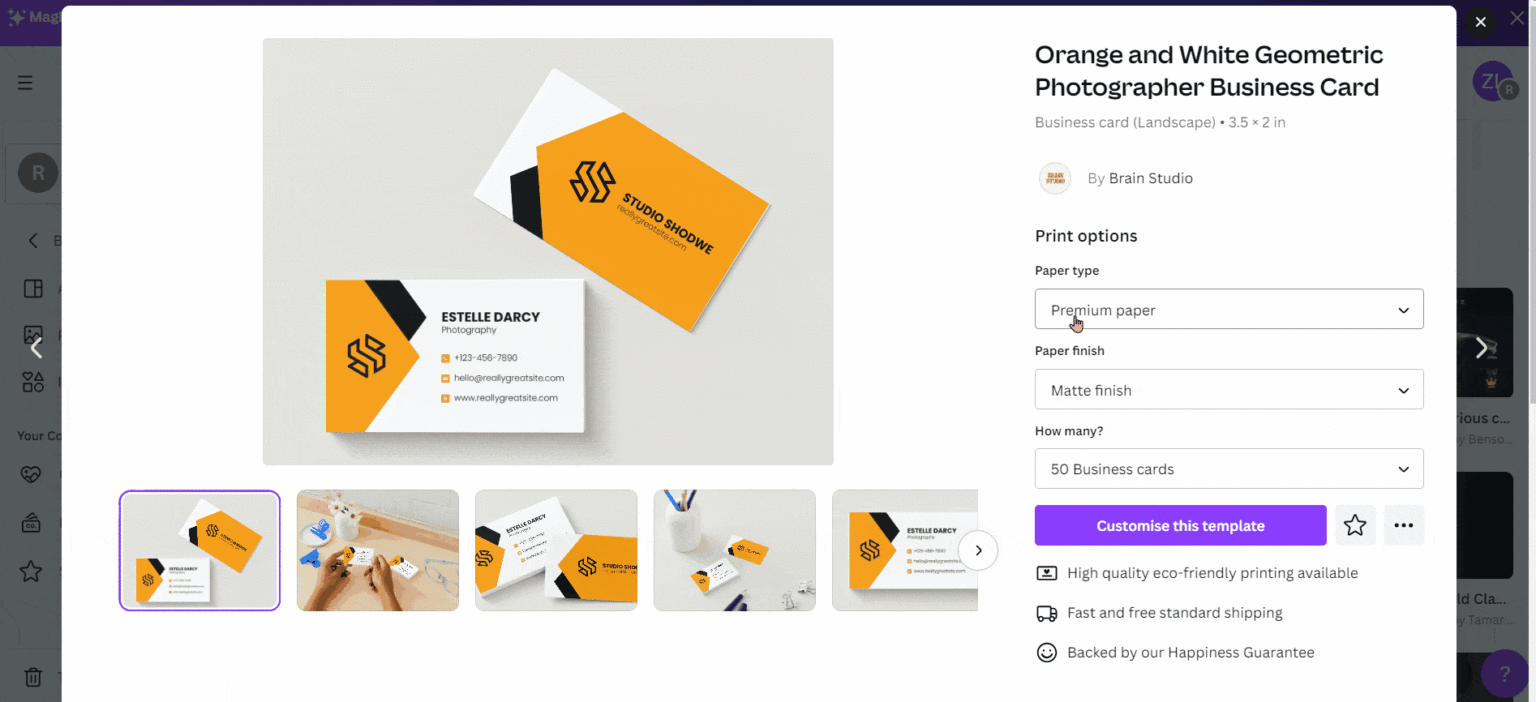 Create business cards for free